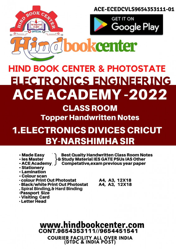 Electronics Engineering Handwritten Notes Electronic Divices Circuits Vlsi Ace Academy